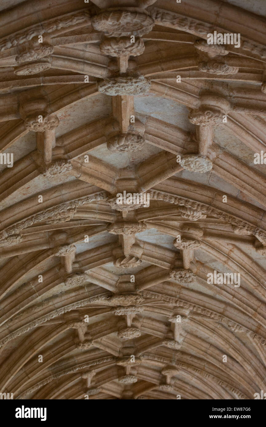 Interior view of the amazing gothic Monastery of Jeronimos landmark ...