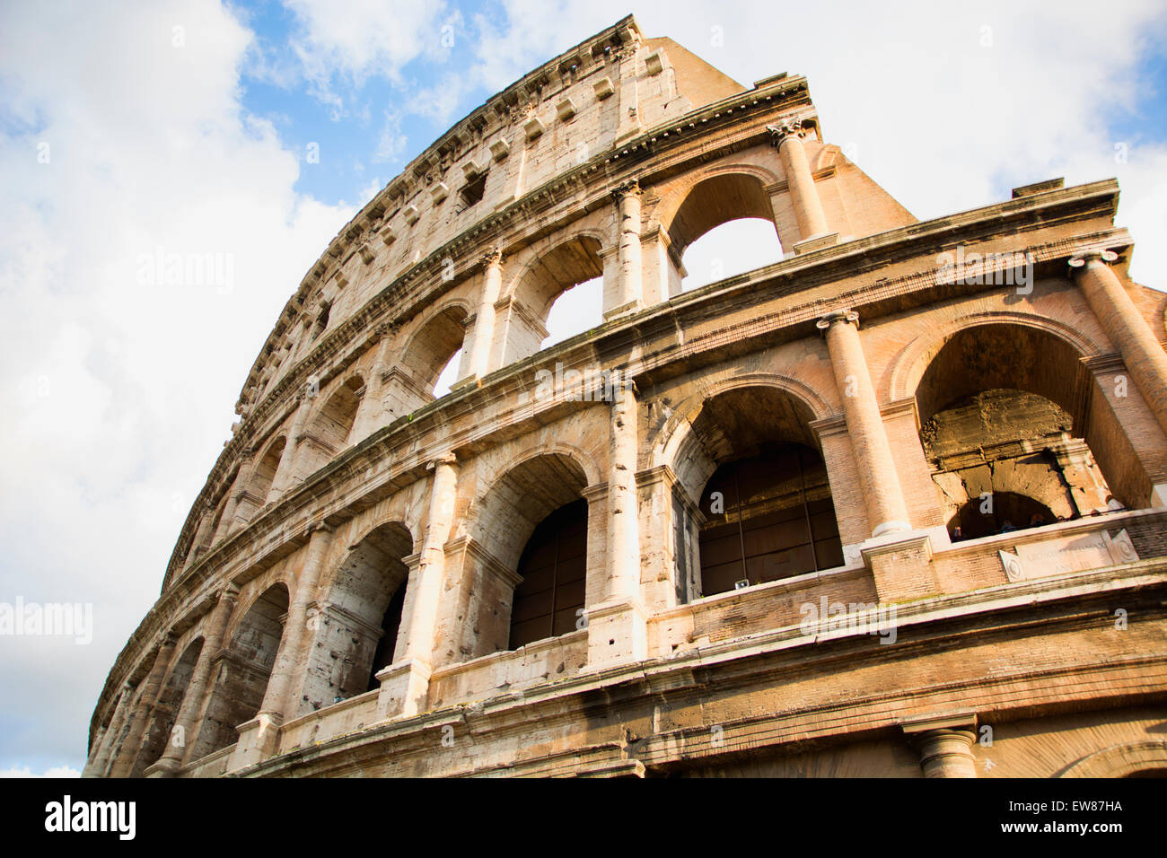 View of Colosseum in Rome, Italy during the day. Detail of the ...