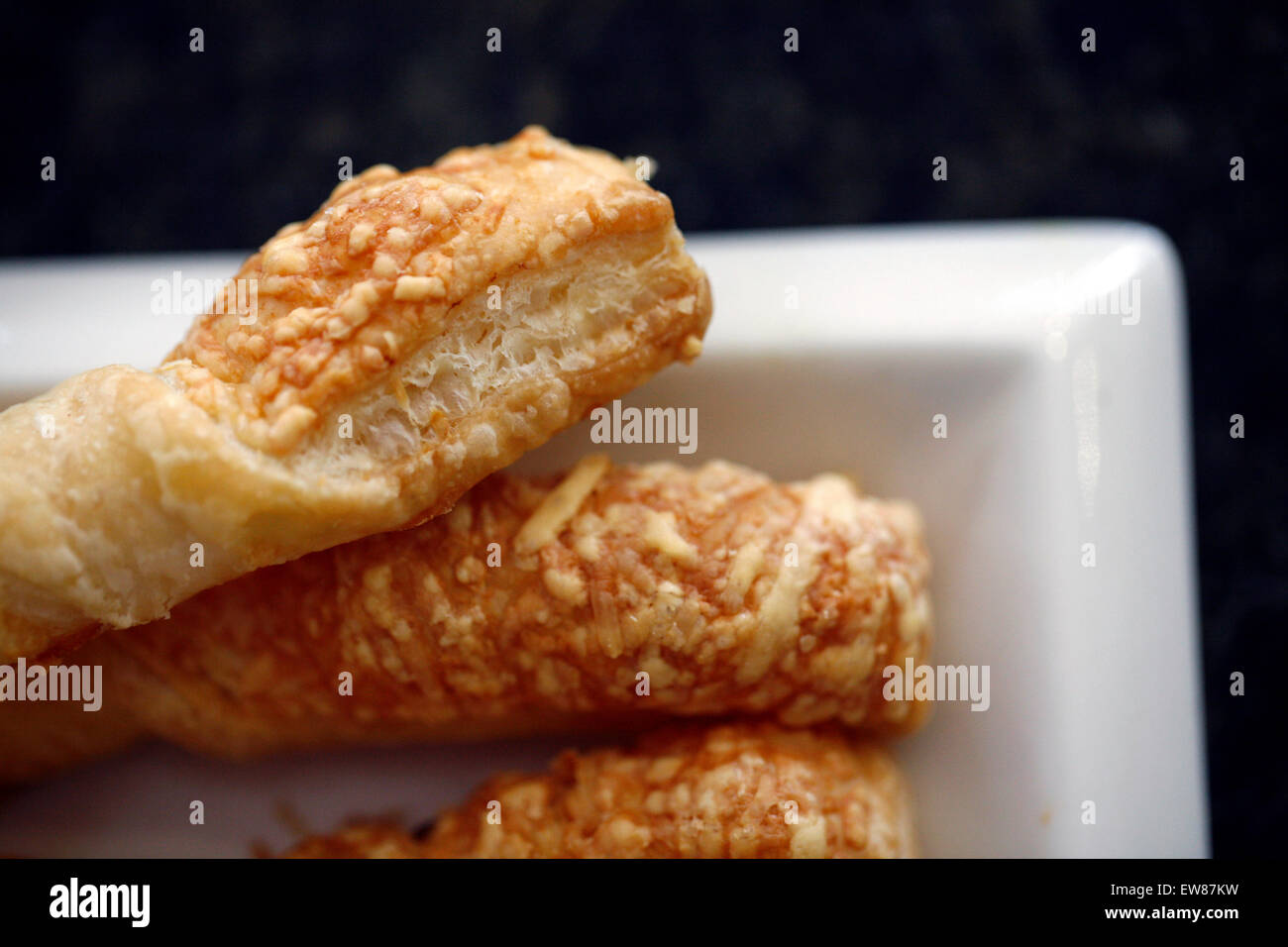 Crispy cheese bread sticks on a plate Stock Photo - Alamy