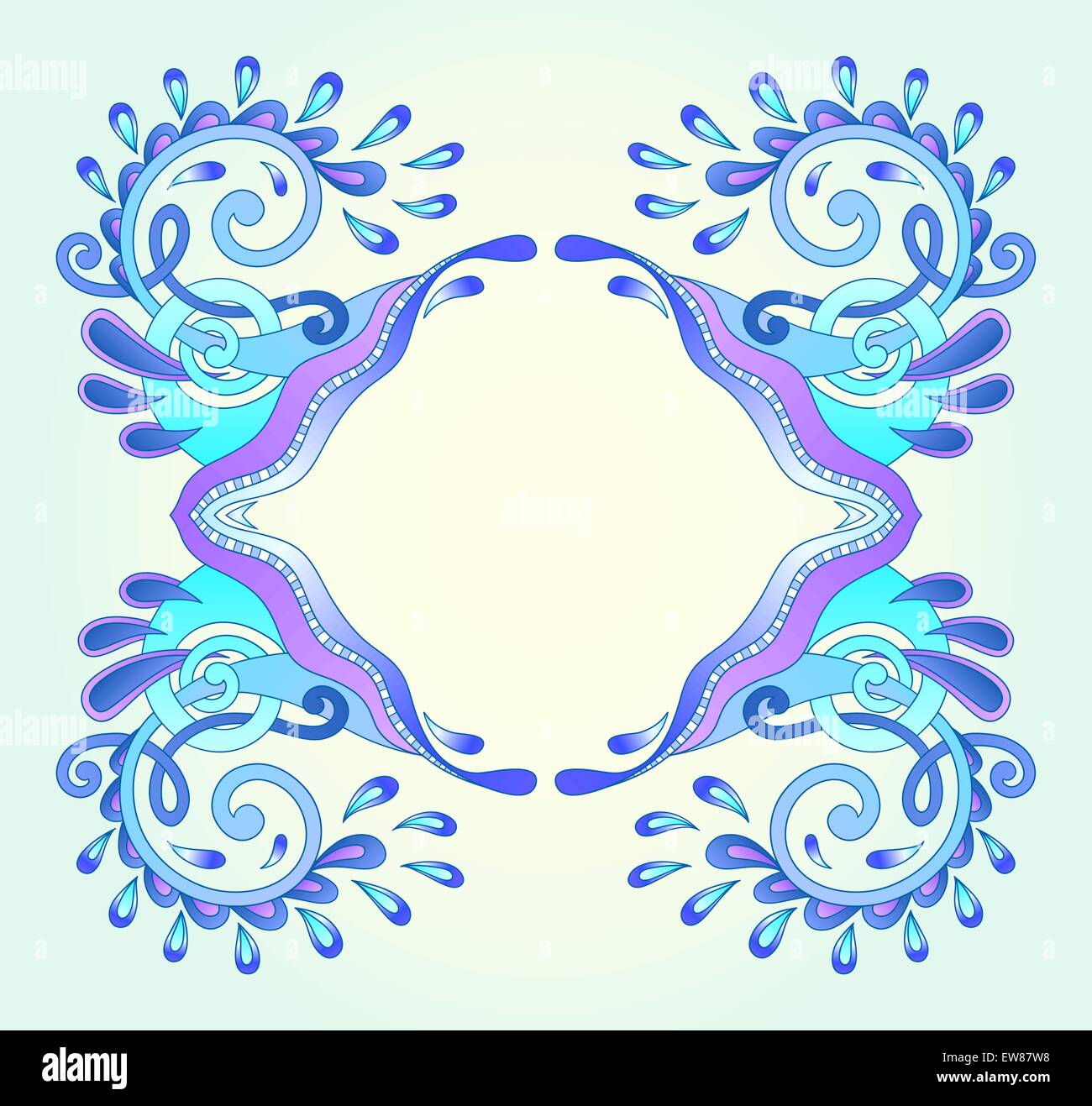 decorative aquatic blue frame with wave Stock Vector Image & Art - Alamy