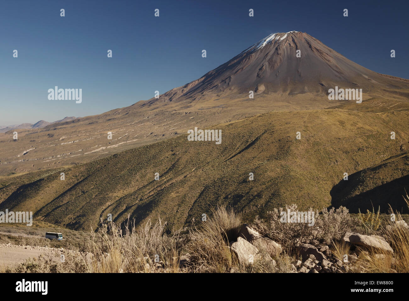 Not typical view of active volcano Misti, Arequipa, Peru Stock Photo ...