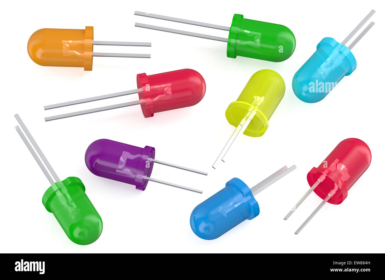 multicolored LEDs in row isolated on white background Stock Photo - Alamy