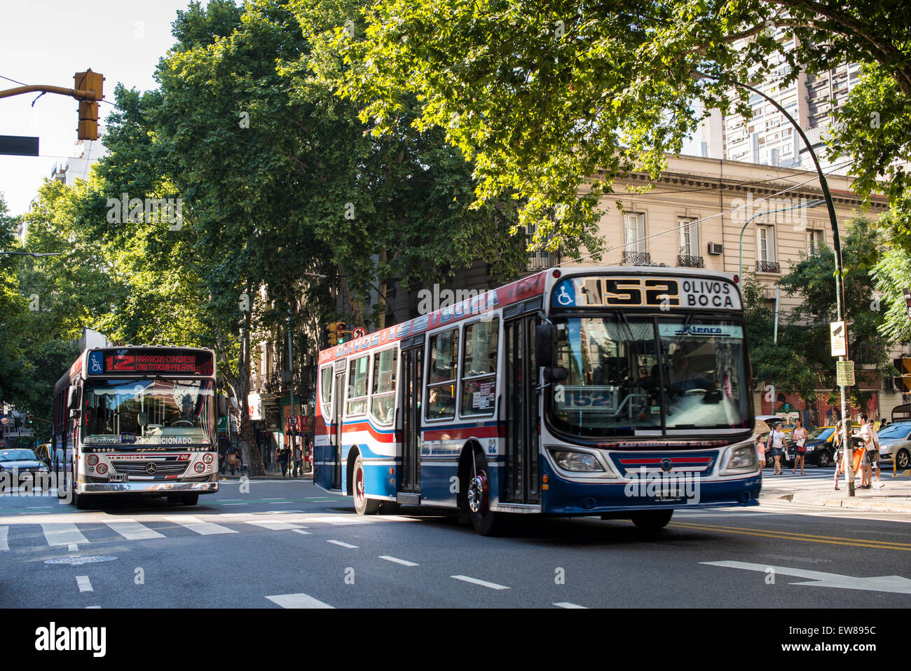 Commuter buses, downtown Buenos Aires Stock Photo - Alamy