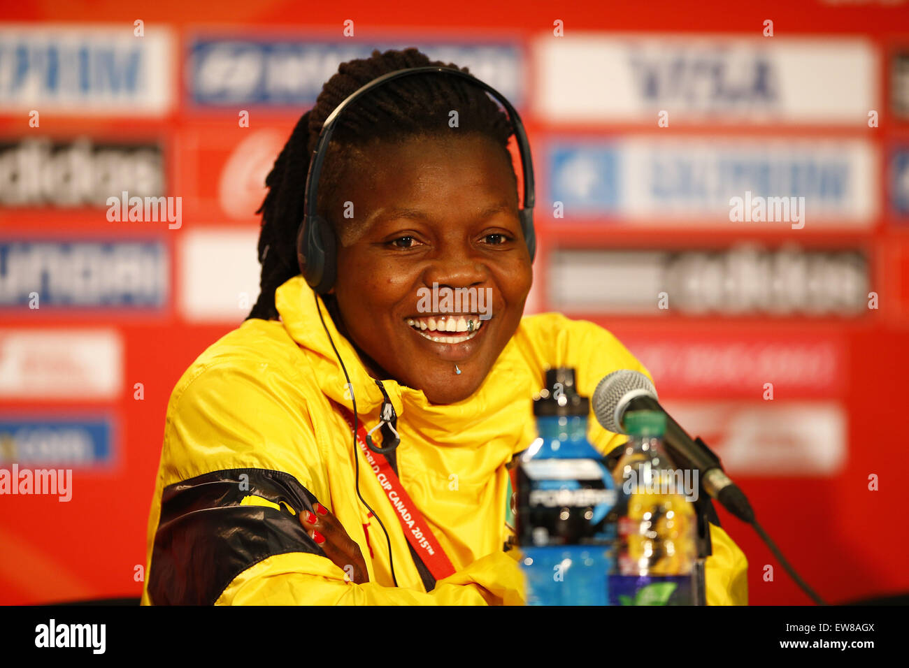 Edmonton. 19th June, 2015. Christine Manie of Cameroon attends a press ...