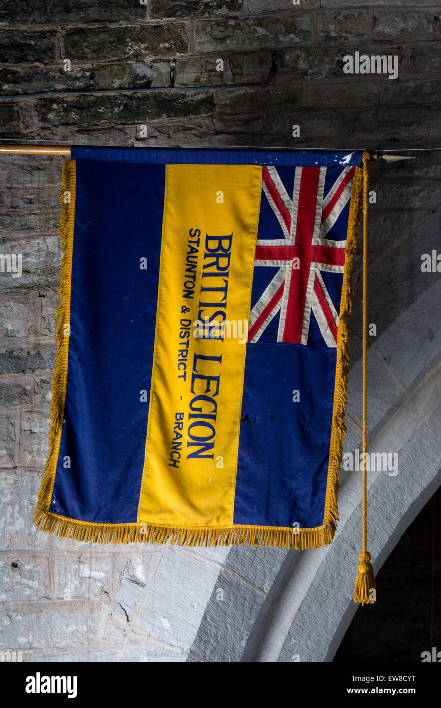 British Legion flag in St. James Church, Staunton, near Tewkesbury ...