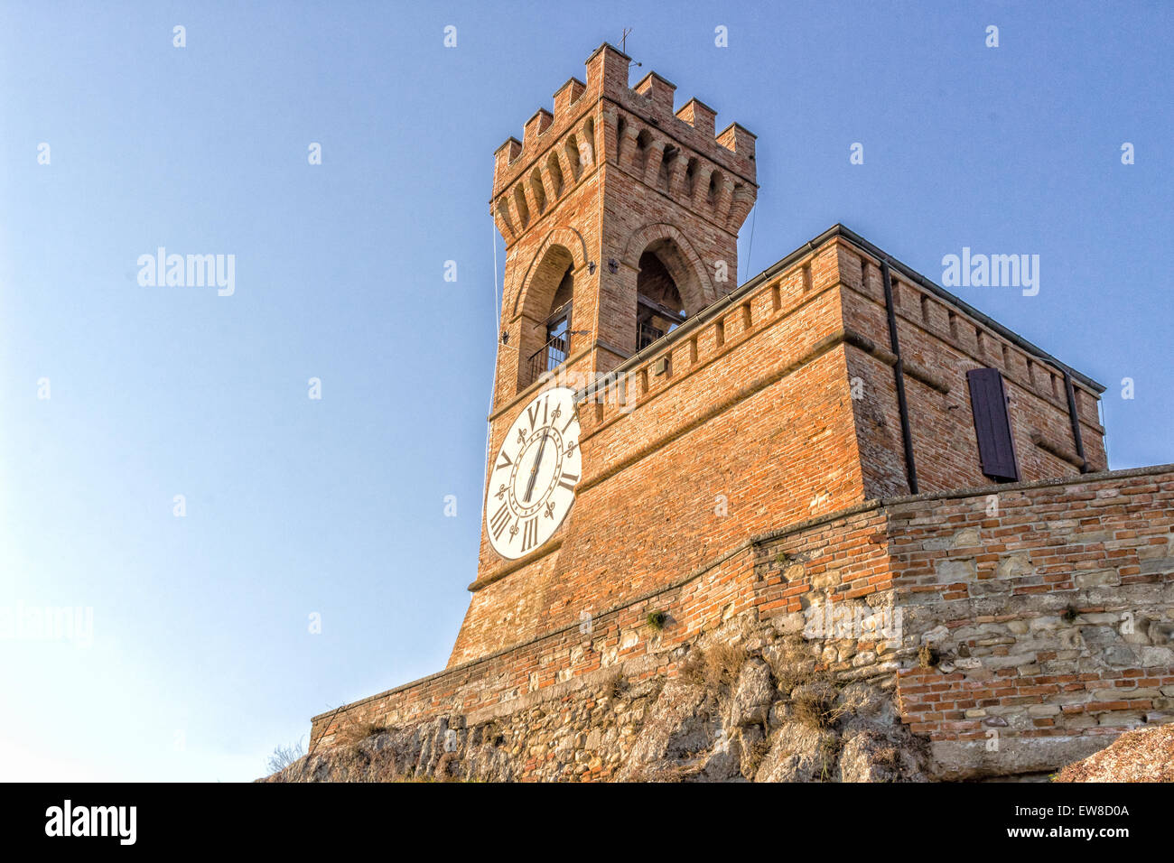 Medieval crenellated brick wall clock hi-res stock photography and ...