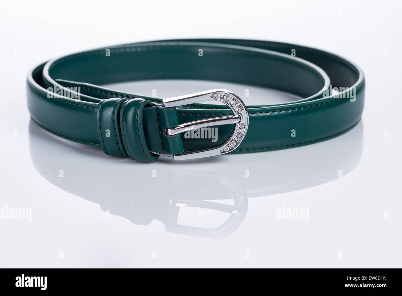 thin green female belt buckle with fine Stock Photo - Alamy