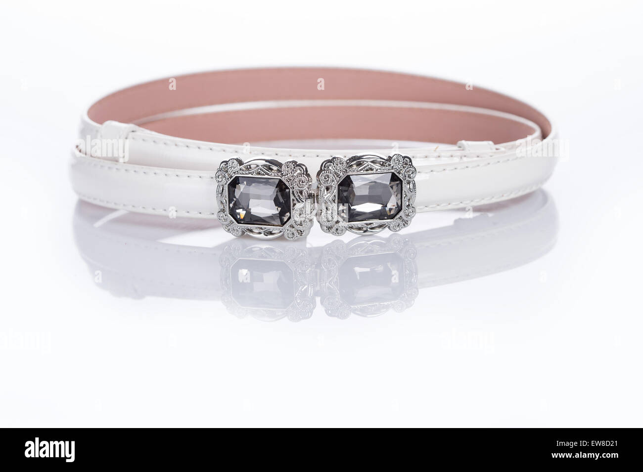 thin white female belt buckle with fine Stock Photo - Alamy