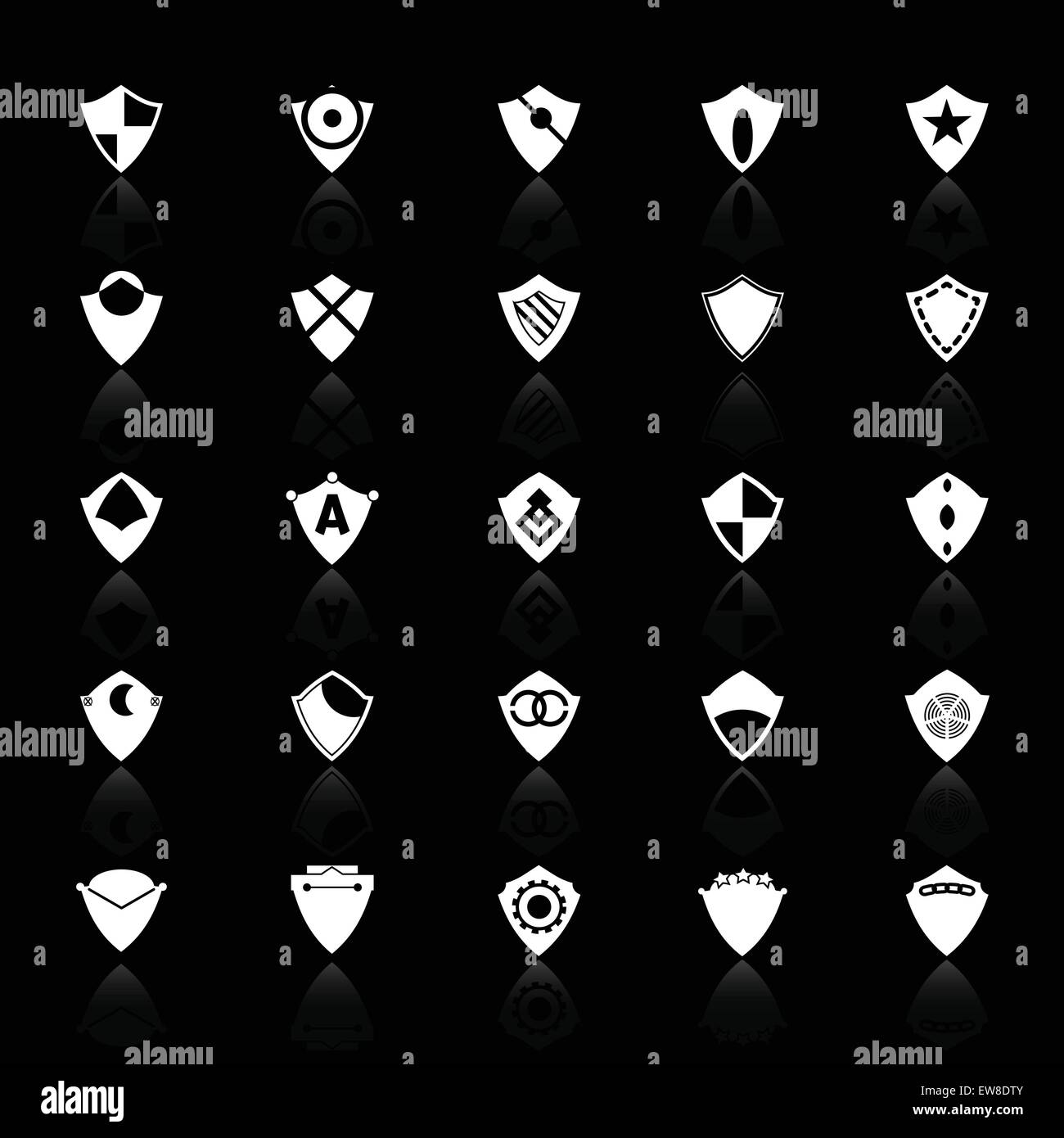 Design shield icons with reflect on black background, stock vector ...