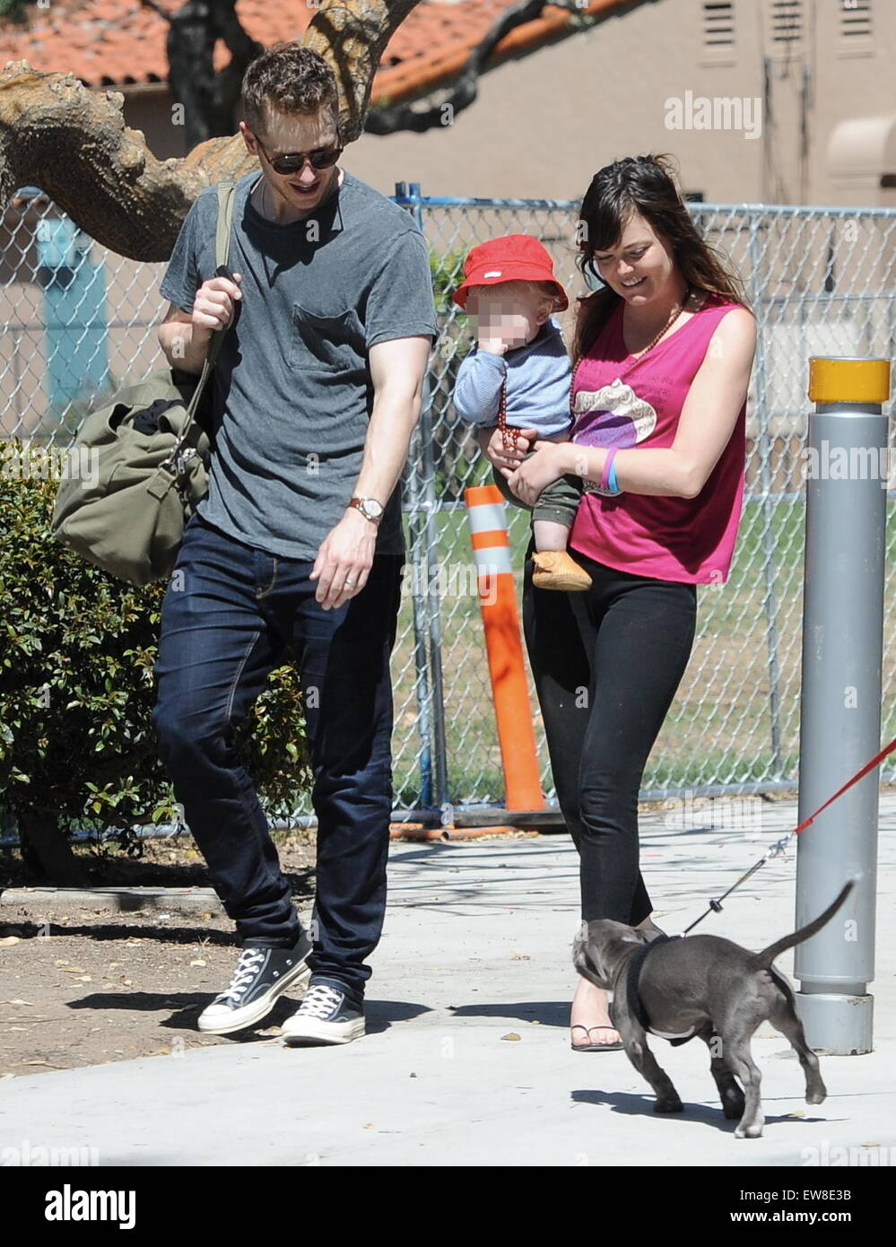 Josh Dallas spends quality time with his son Oliver and his nanny at a ...