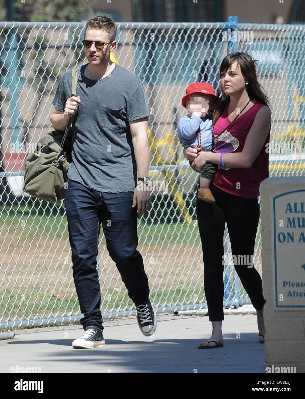 Josh Dallas spends quality time with his son Oliver and his nanny at a ...