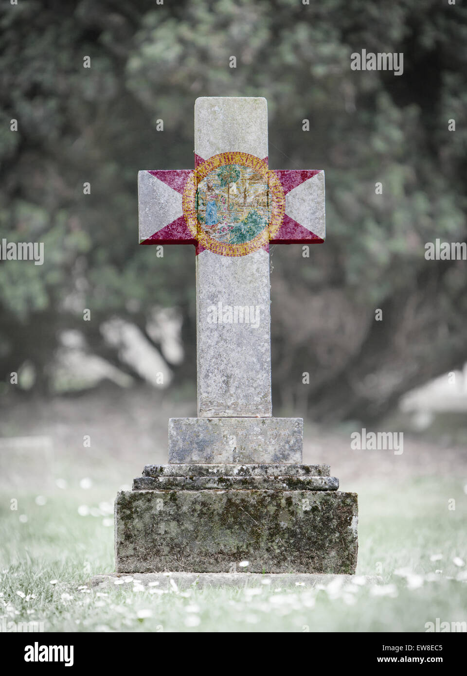 Old weathered gravestone in the cemetery - Florida Stock Photo - Alamy