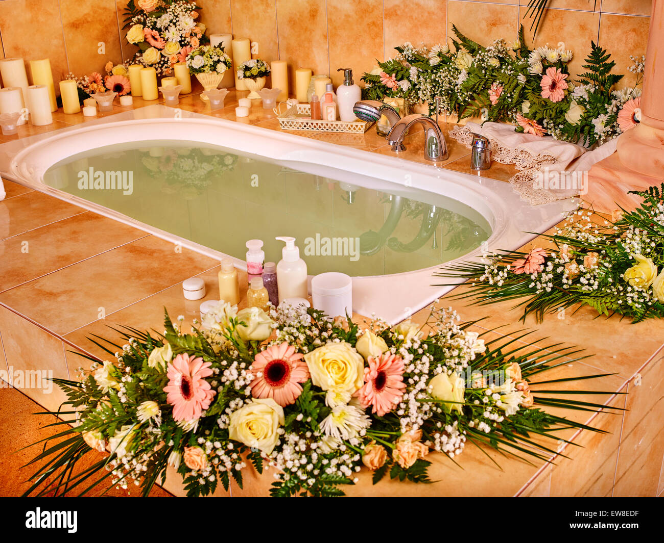 Bathroom interior with bubble bath Stock Photo - Alamy