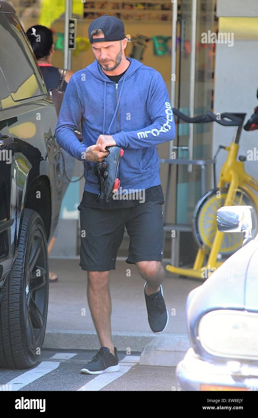 David Beckham leaves a gym in Brentwood after a work out Featuring ...