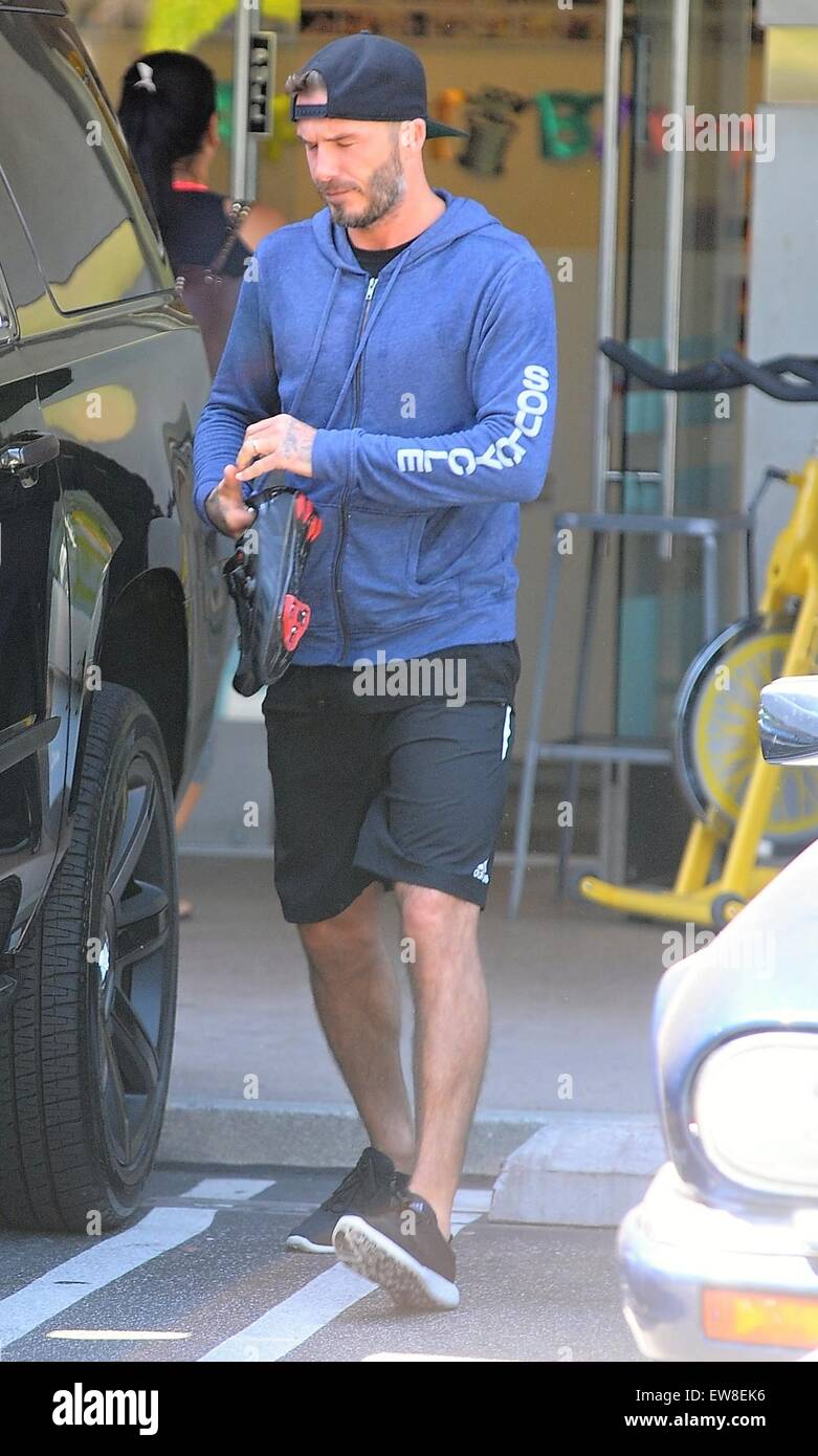 David Beckham leaves a gym in Brentwood after a work out Featuring ...