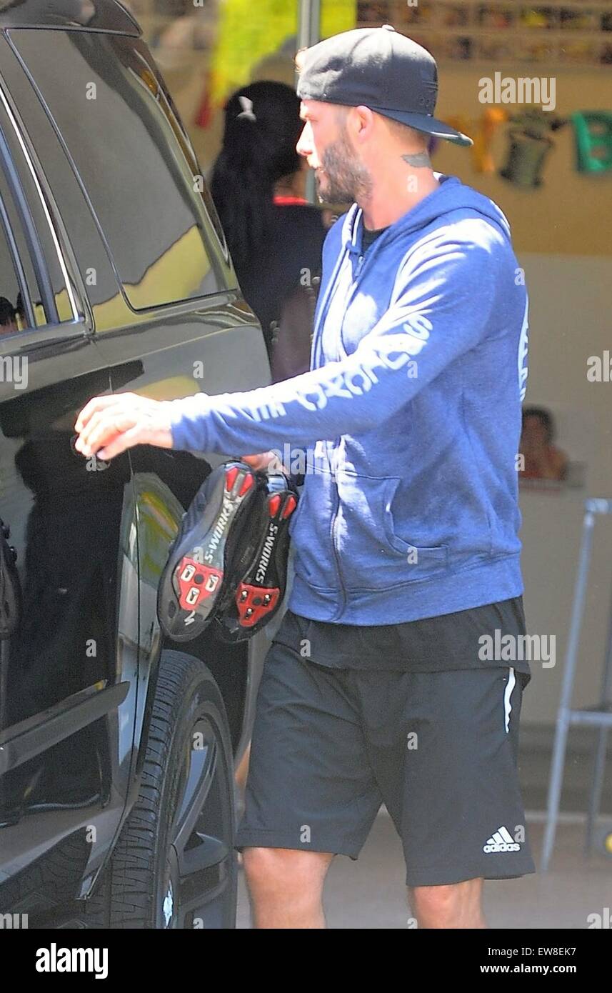 David Beckham leaves a gym in Brentwood after a work out Featuring ...