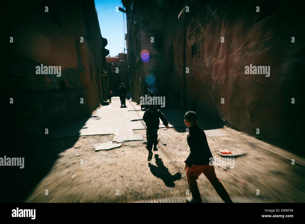 Kids playing in the street of Marrakesh, Morocco, February 2011 Stock ...