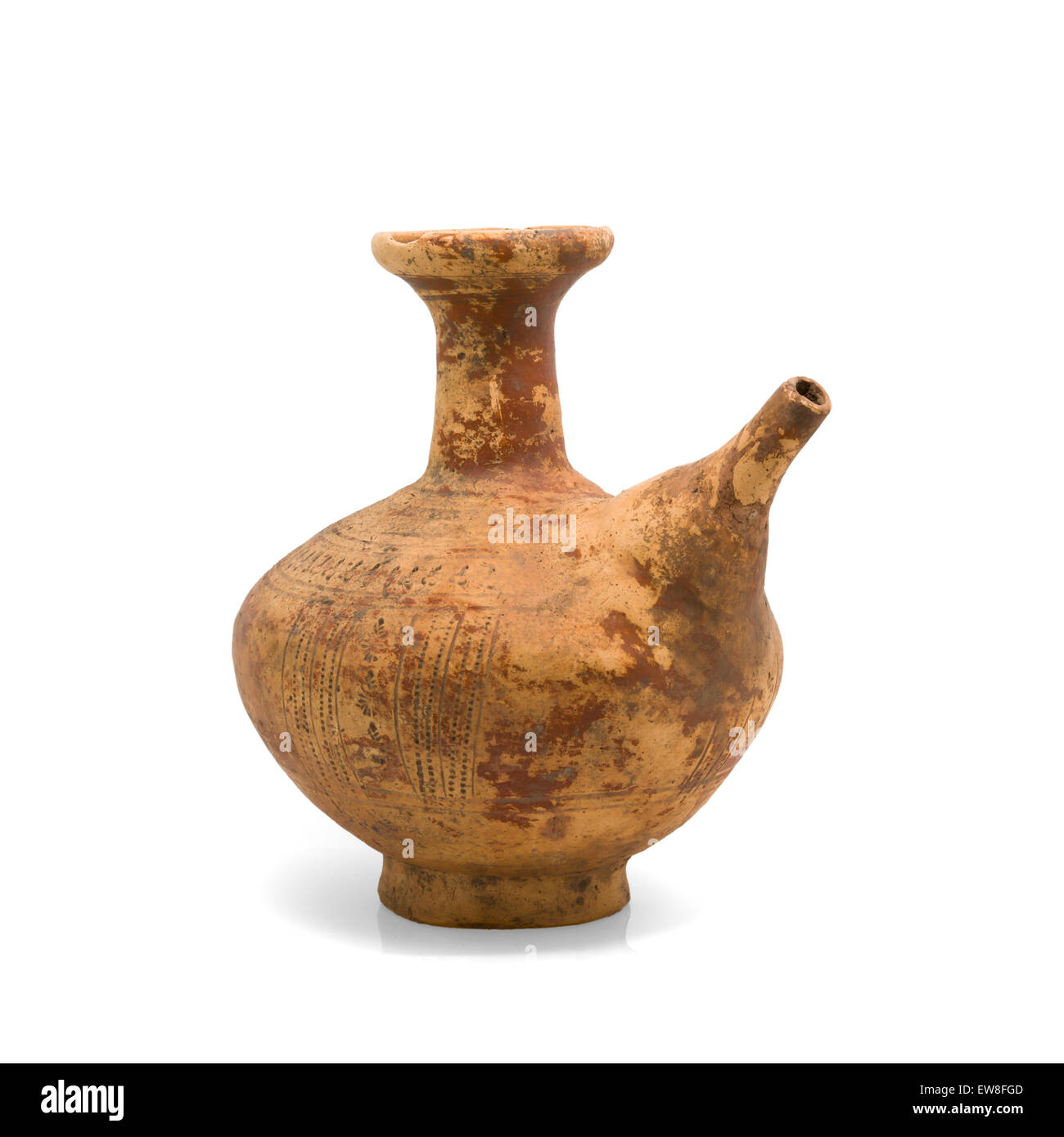 Antique clay ewer isolated on white background Stock Photo - Alamy