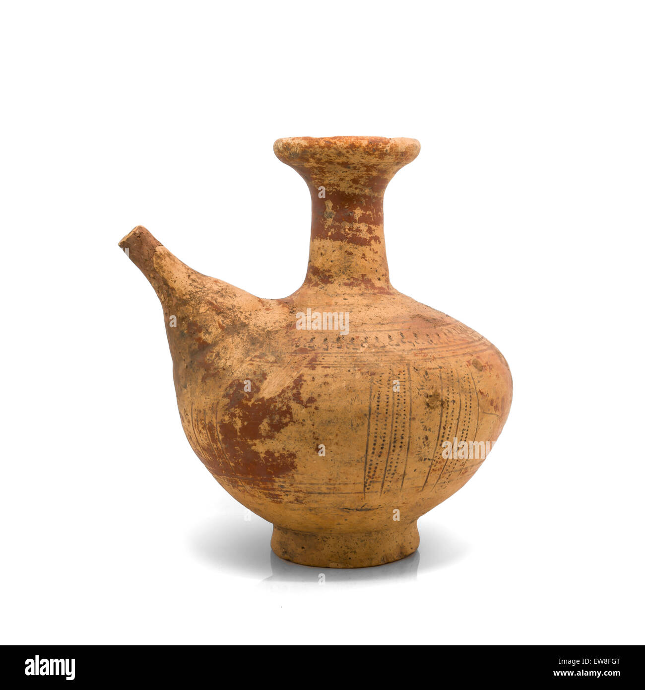 Antique clay ewer isolated on white background Stock Photo - Alamy