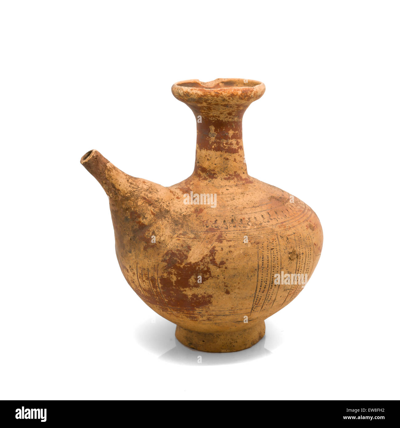 Antique clay ewer isolated on white background Stock Photo - Alamy