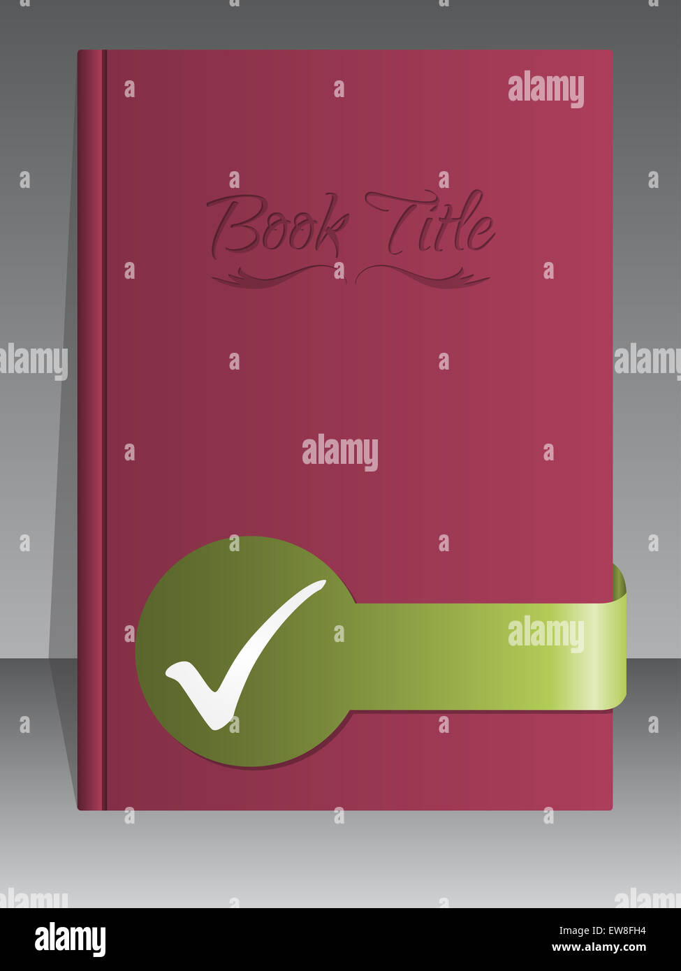 Simplistic book cover design with check mark ribbon Stock Photo - Alamy
