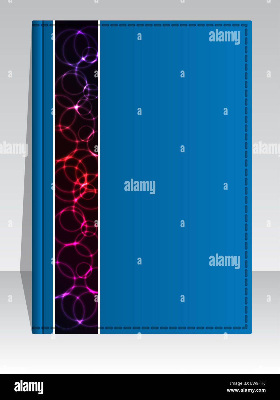 Blue book cover design with laser color bubbles decoration and white ...