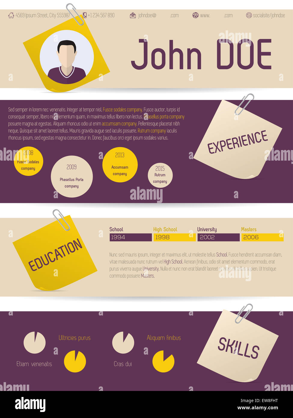 Modern cv curricculum vitae resume design template with tags and paper ...