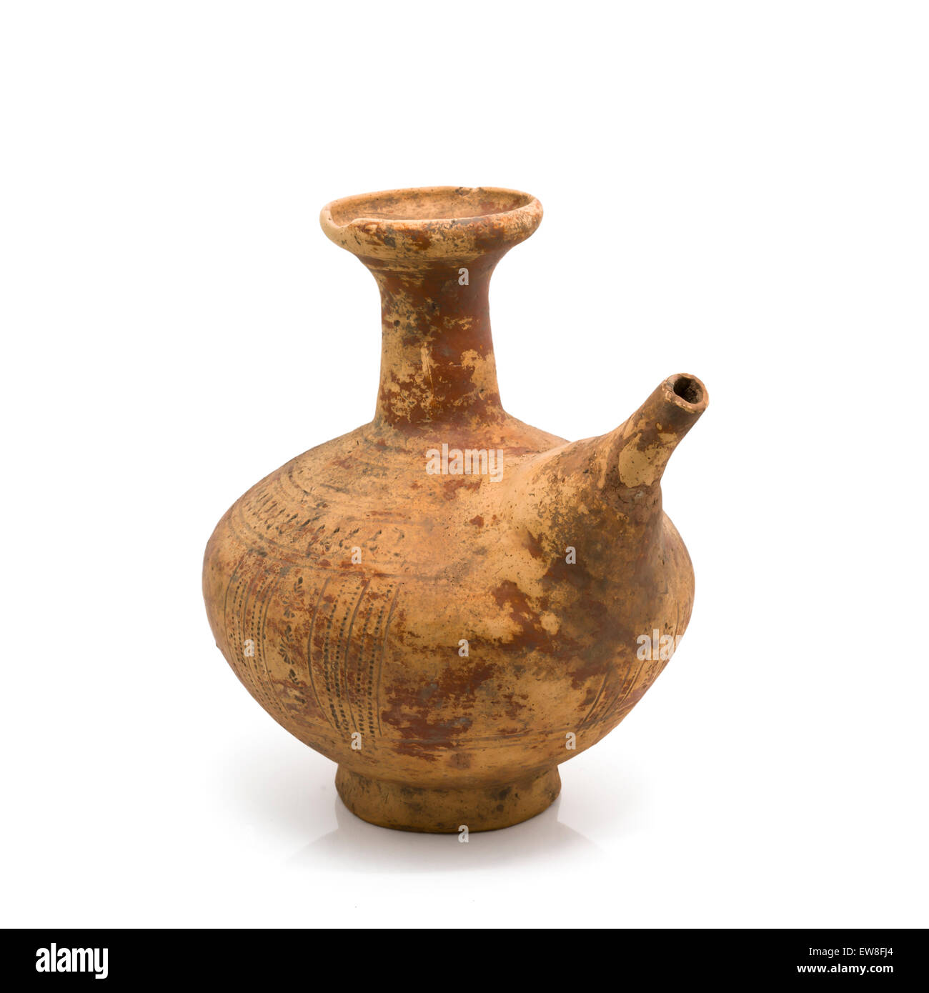 Antique clay ewer isolated on white background Stock Photo - Alamy