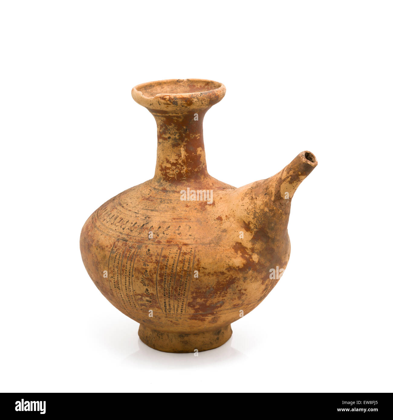 Antique clay ewer isolated on white background Stock Photo - Alamy