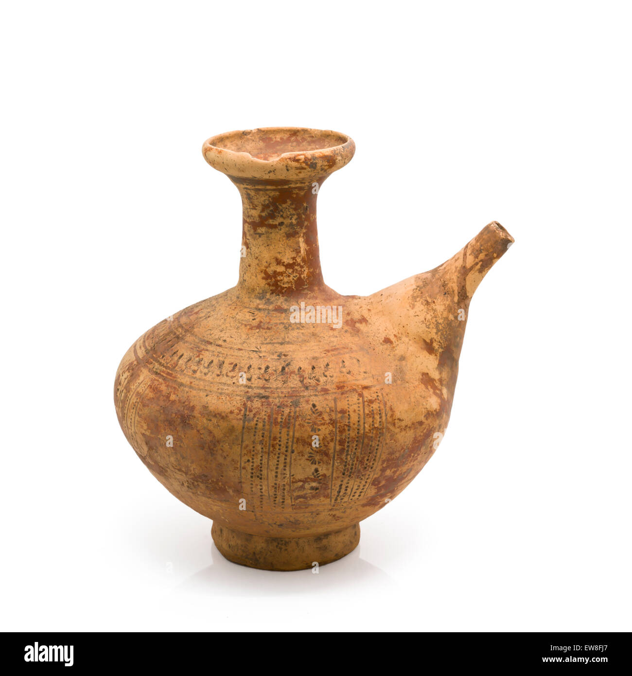Antique clay ewer isolated on white background Stock Photo - Alamy