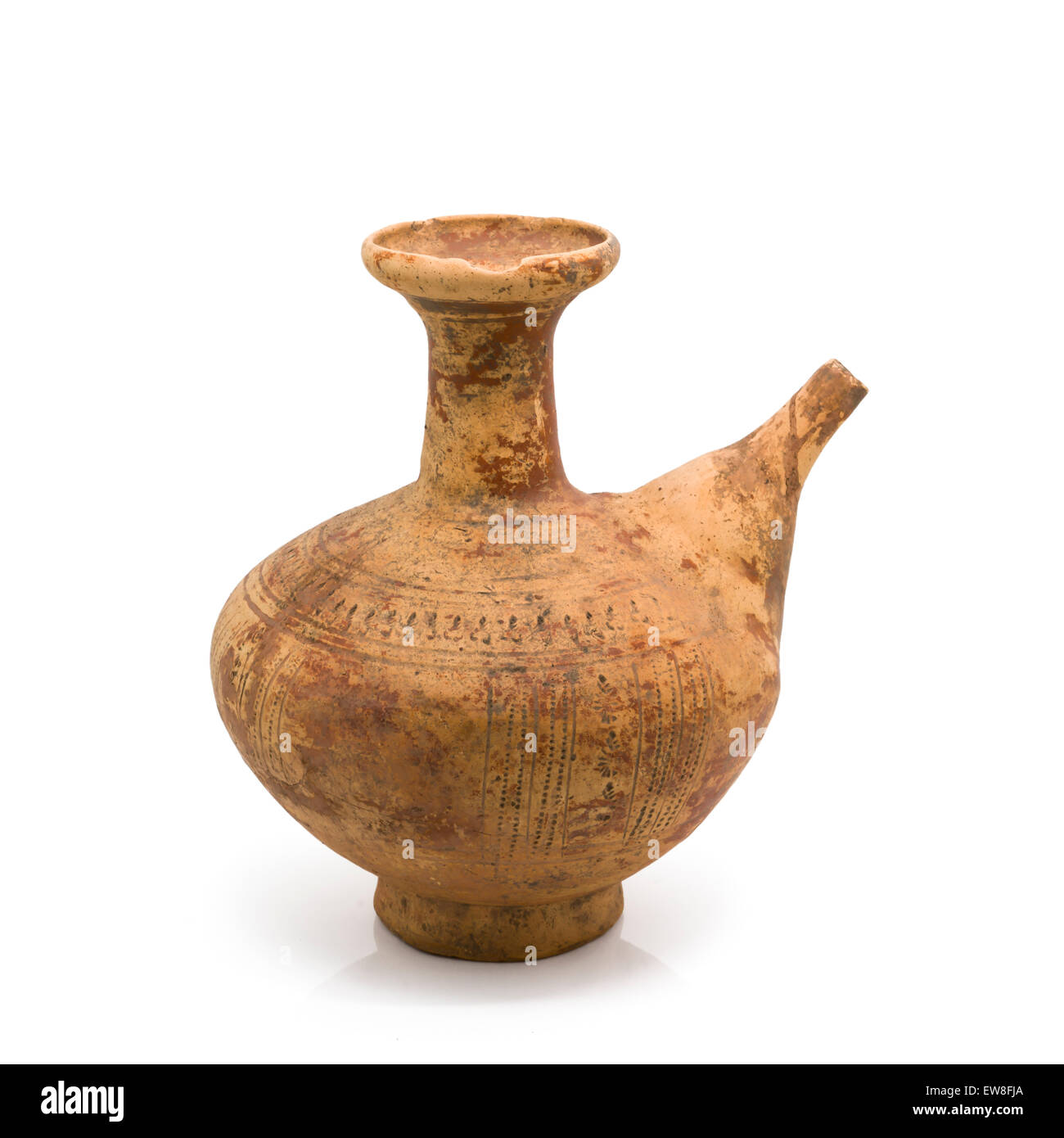 Antique clay ewer isolated on white background Stock Photo - Alamy