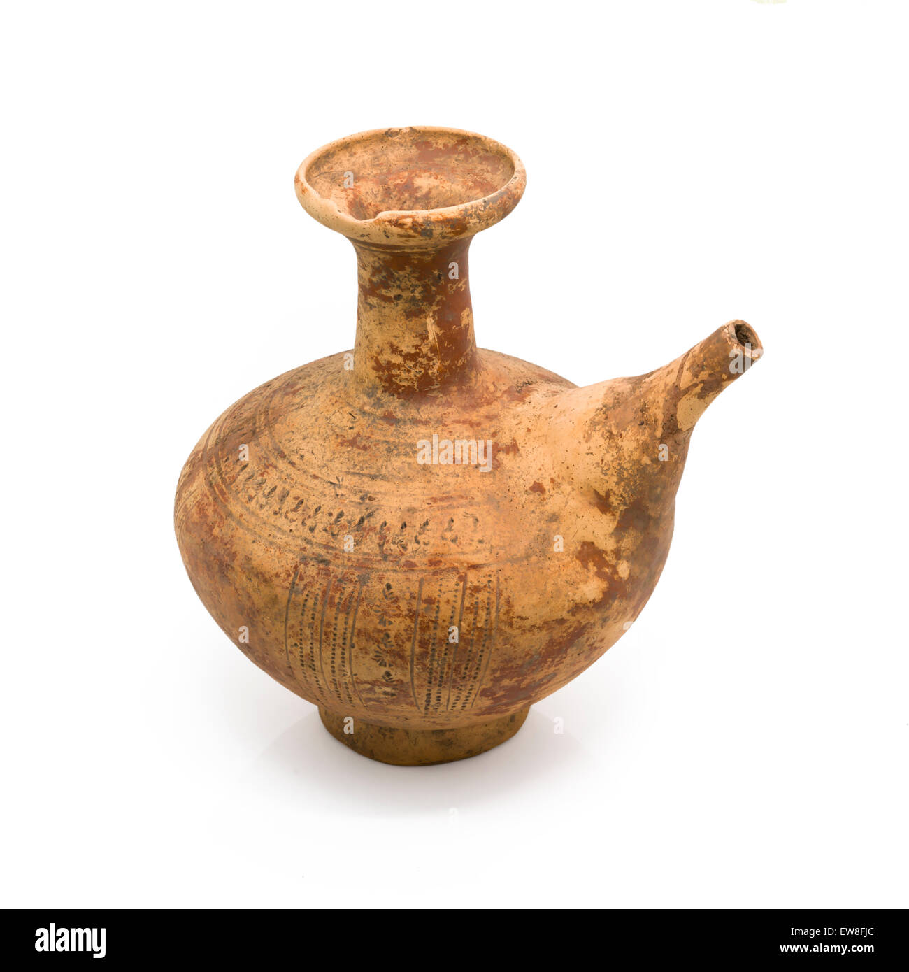 Antique clay ewer isolated on white background Stock Photo - Alamy