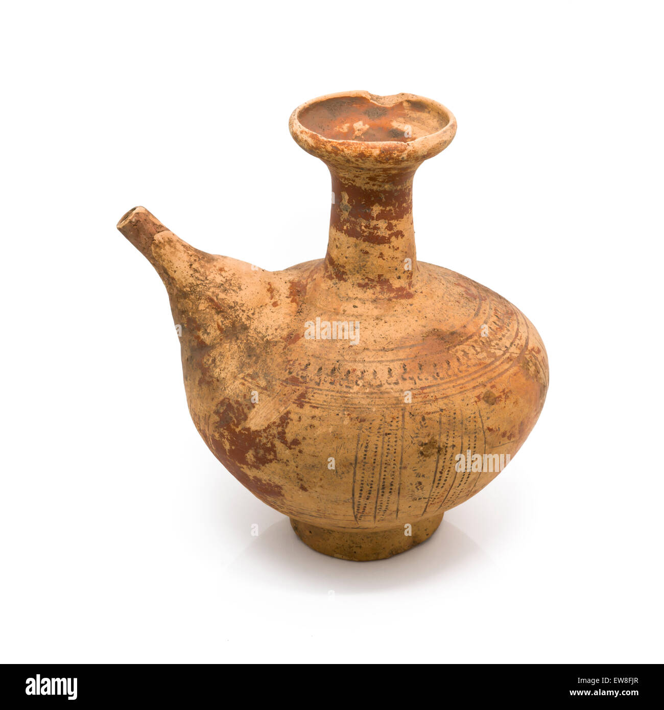 Antique clay ewer isolated on white background Stock Photo - Alamy