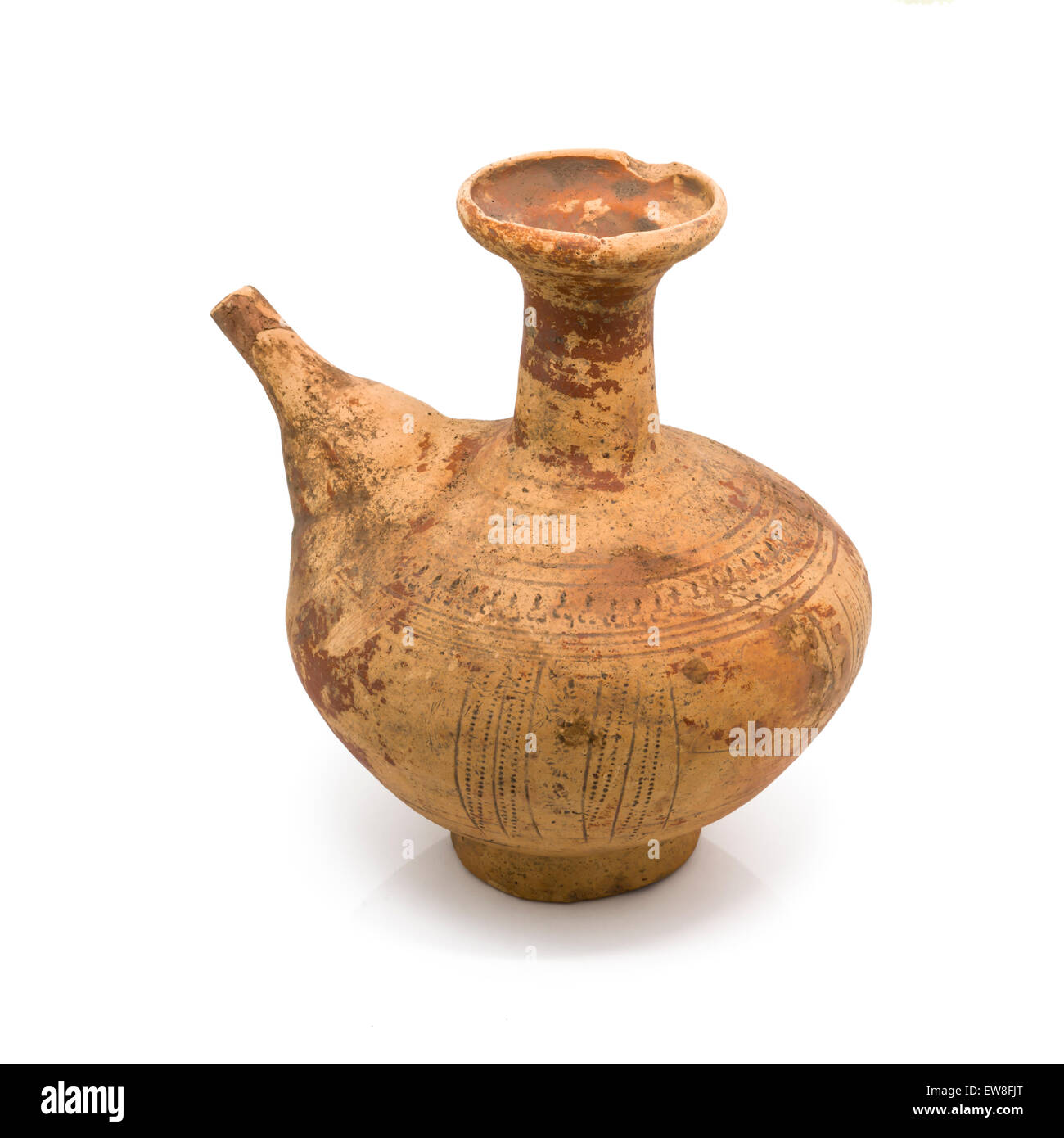 Antique clay ewer isolated on white background Stock Photo - Alamy