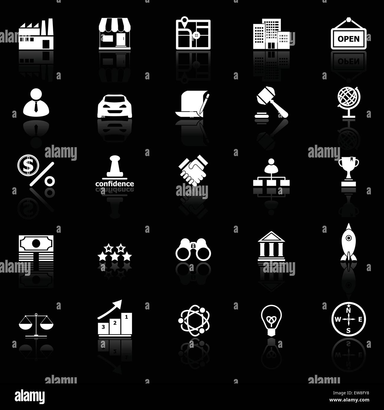 Franchise icons with reflect on black background, stock vector Stock ...