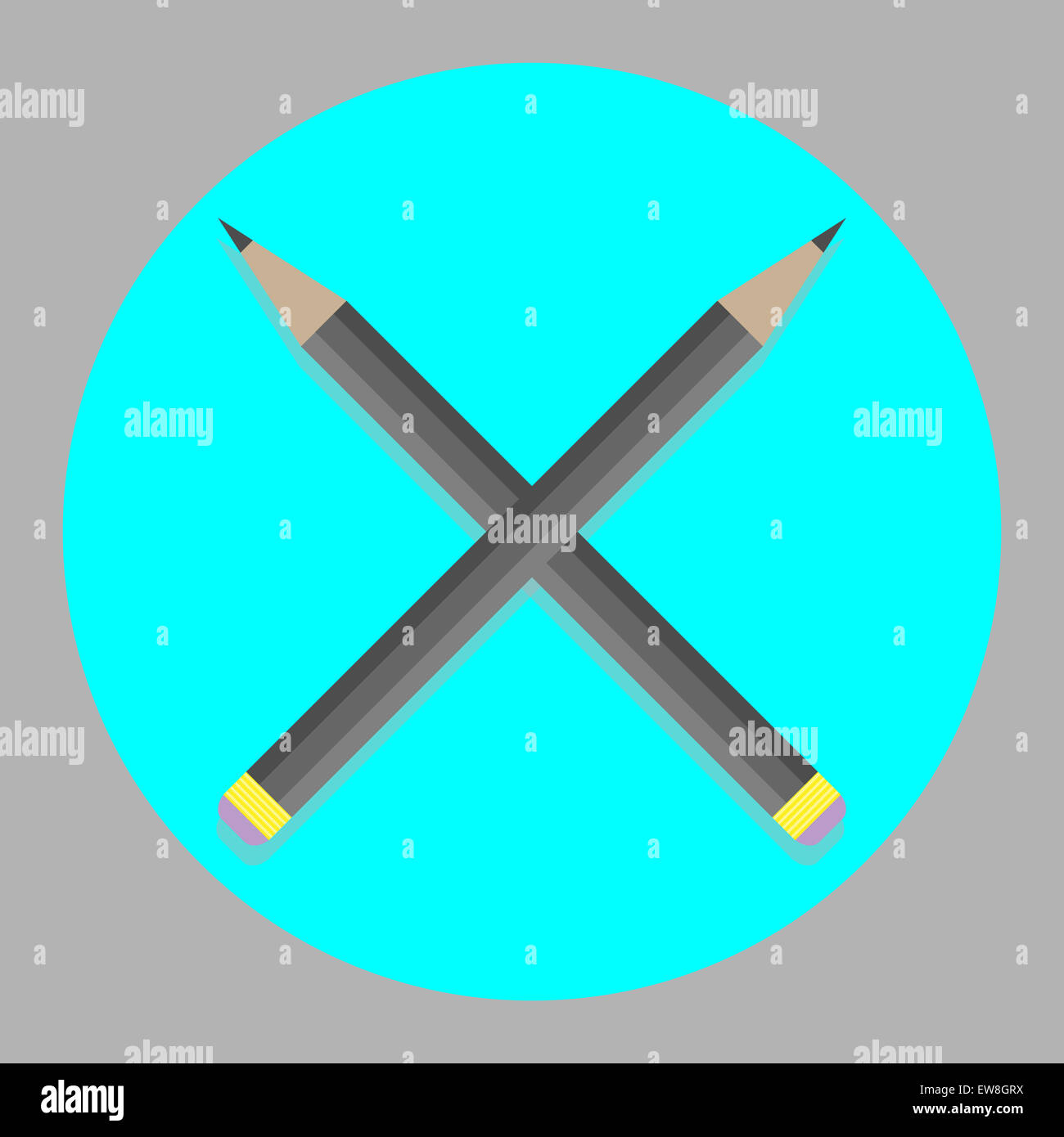 Icon cross pencil. Create and writer, pen and stationery, logo craft ...