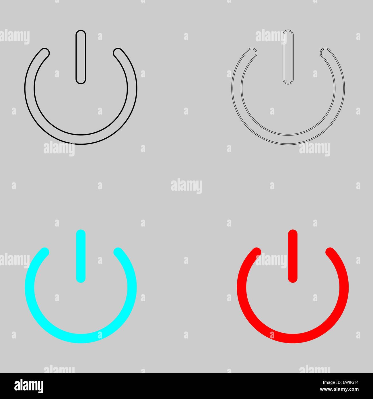 Set of button on off. Power push, switch and start, vector graphic ...