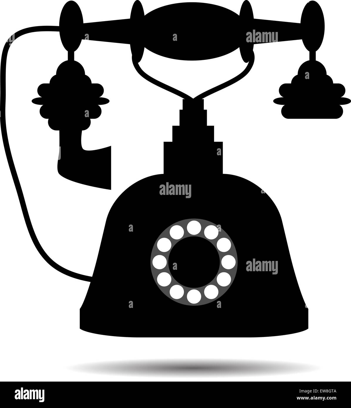 Retro telephone. Vintage phone, classic old, call connect, vector ...