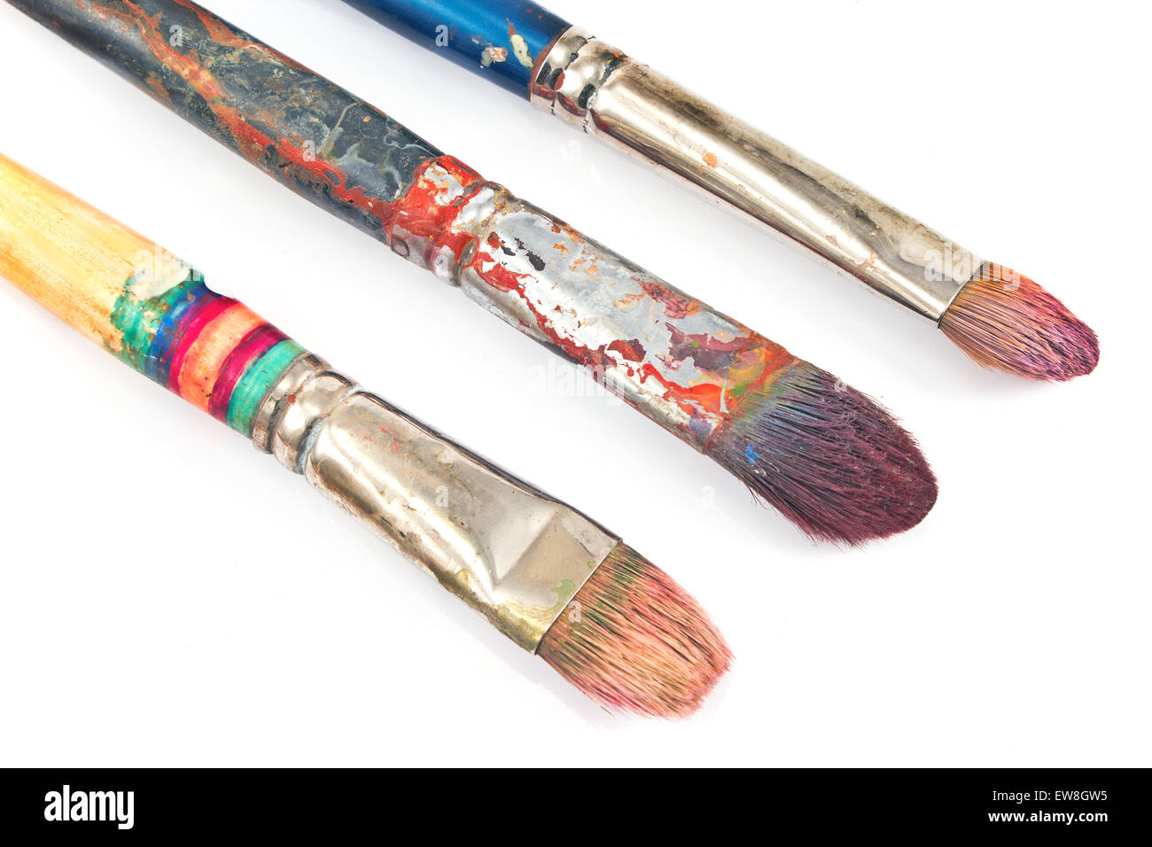 Used artist brushes on white Stock Photo - Alamy