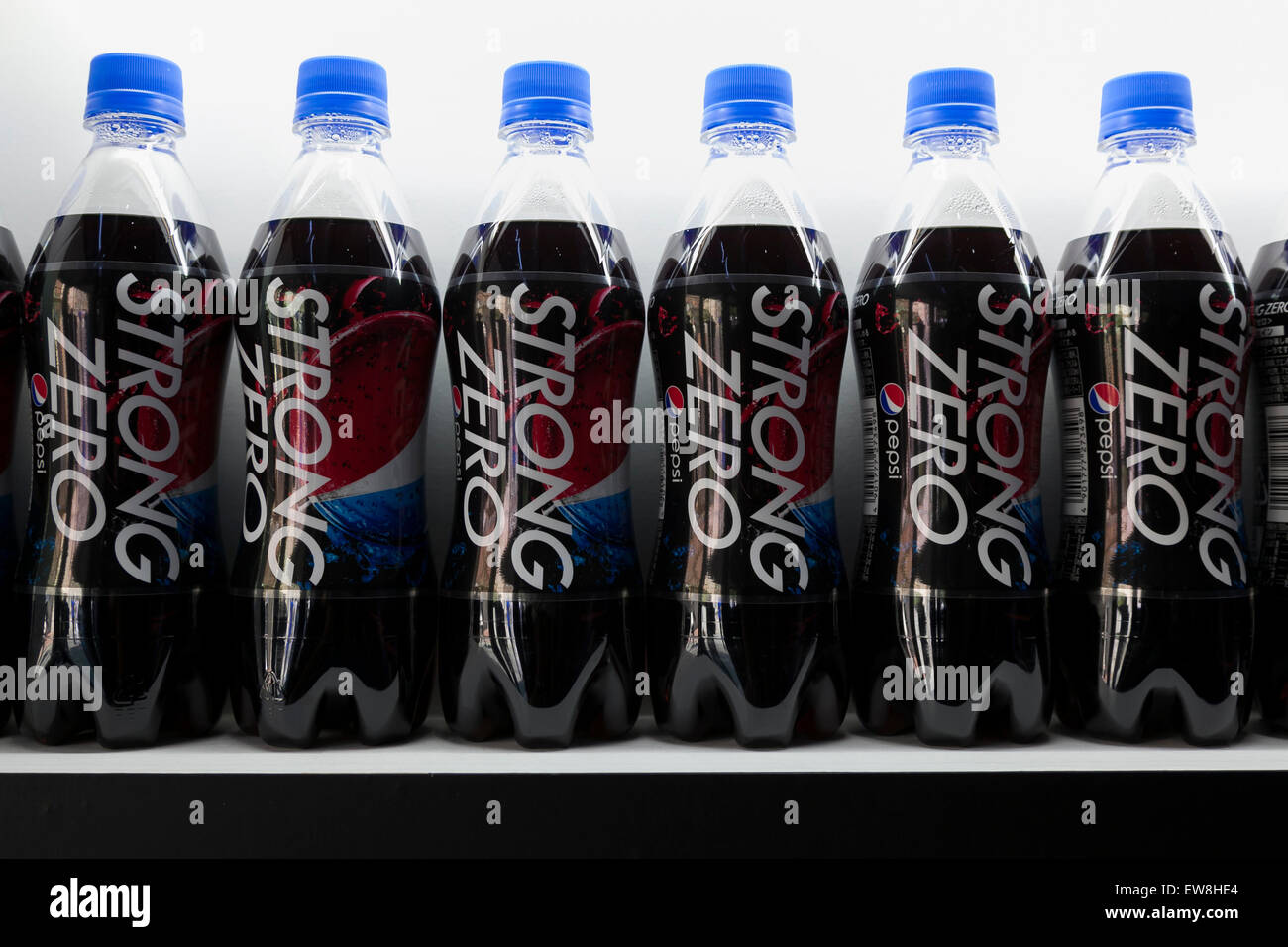 New Pepsi Strong Zero bottles on display at the ''Pepsi Strong Bar'' in ...