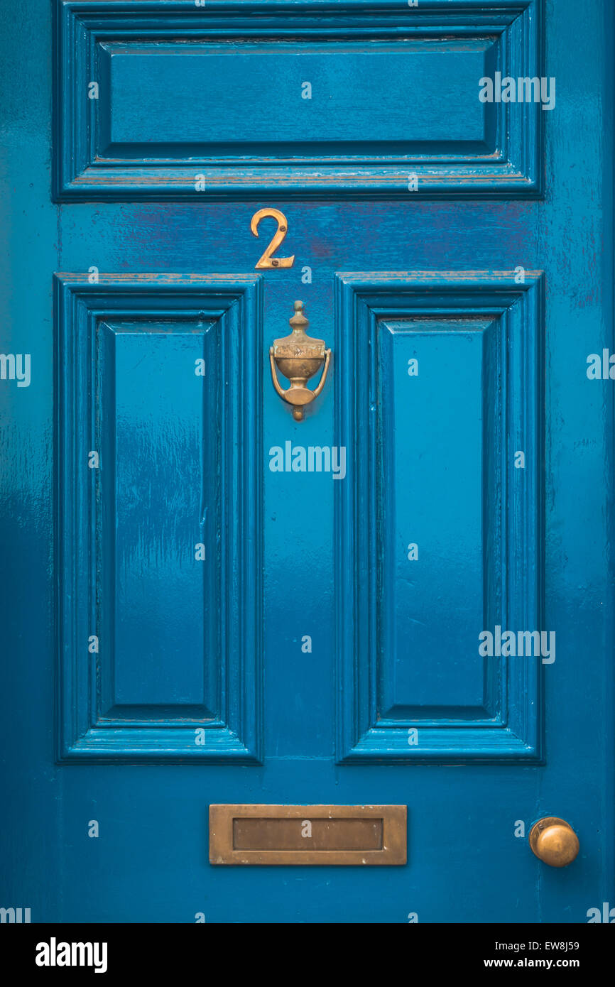 Door number 2 two knocker and letterbox concept closeup Stock Photo - Alamy