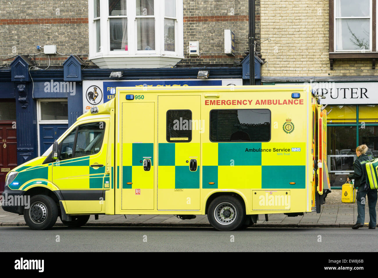 CAMBRIDGE, ENGLAND - 7 MAY 2015: NHS England Ambulance Paramedic ...
