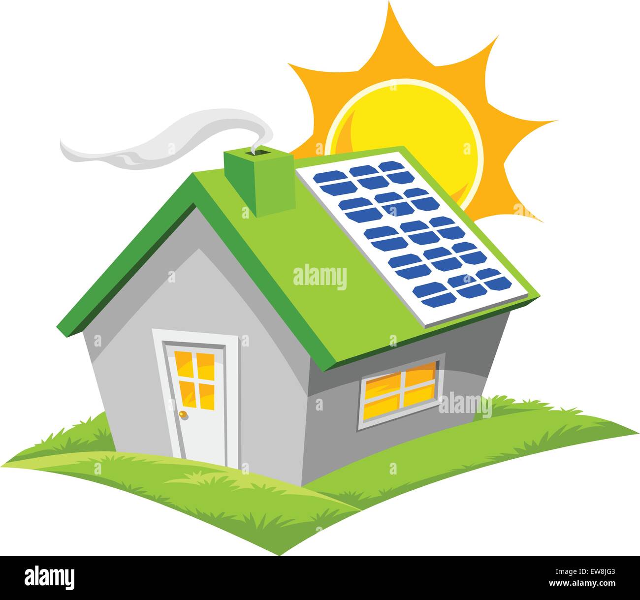 Vector illustration of exterior of residential structure, eco house ...