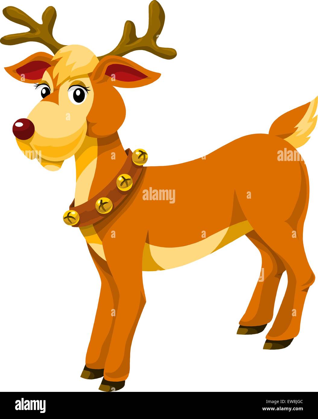 Christmas Reindeer with Bell Collar, vector illustration Stock Vector ...
