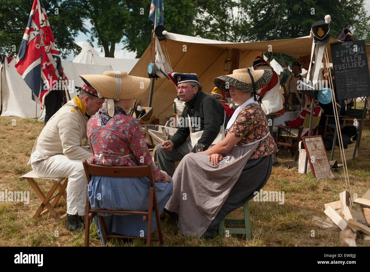 Lions Mound, Waterloo, Belgium. 20th June, 2015. Morning chores at the ...