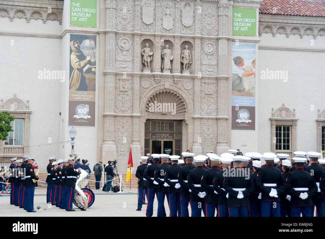 Marines parading through Balboa Park, San Diego, an the 100th ...