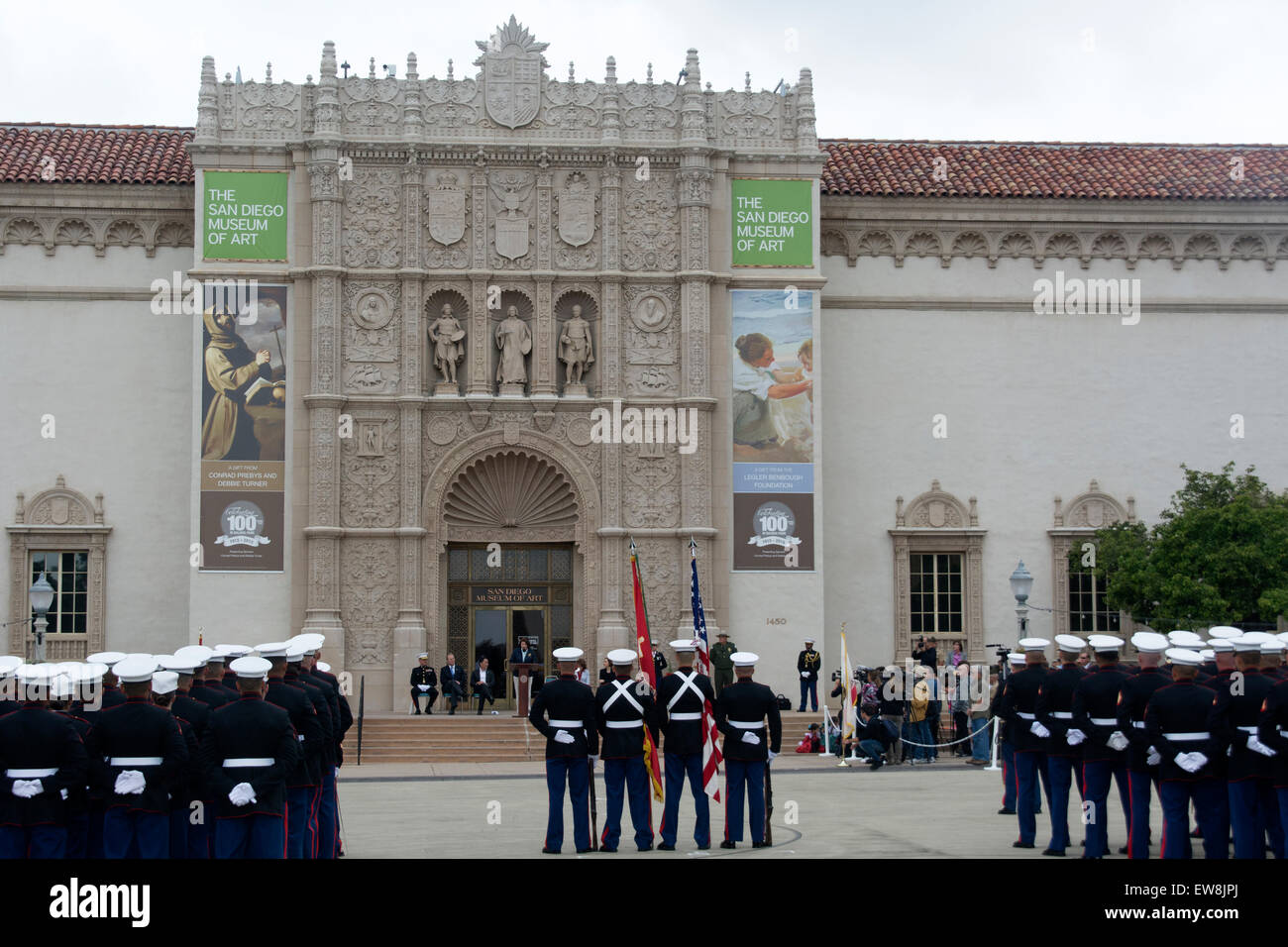 Marines parading through Balboa Park, San Diego, an the 100th ...