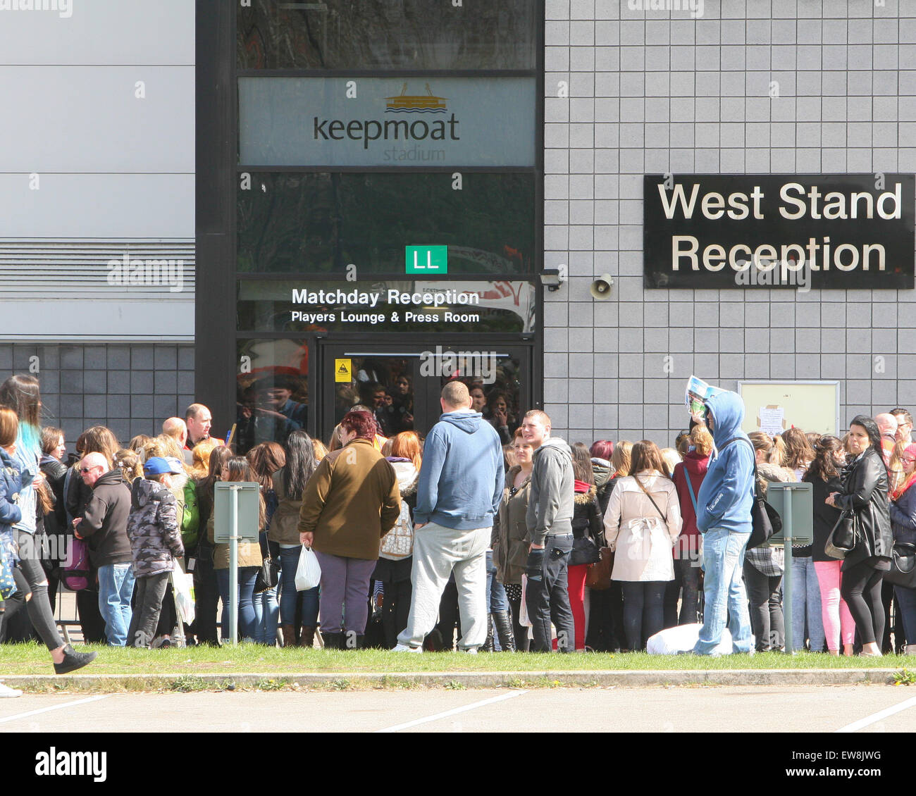 Fans gather outside Doncaster Rovers' Keepmoat Stadium for the arrival ...