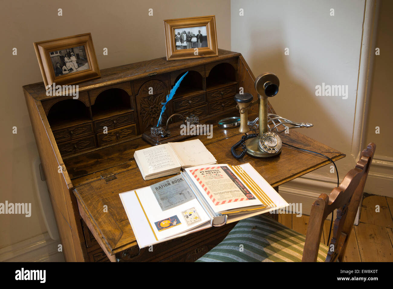 Ireland, Co Wexford, Enniscorthy Castle, Roche Family desk in study ...