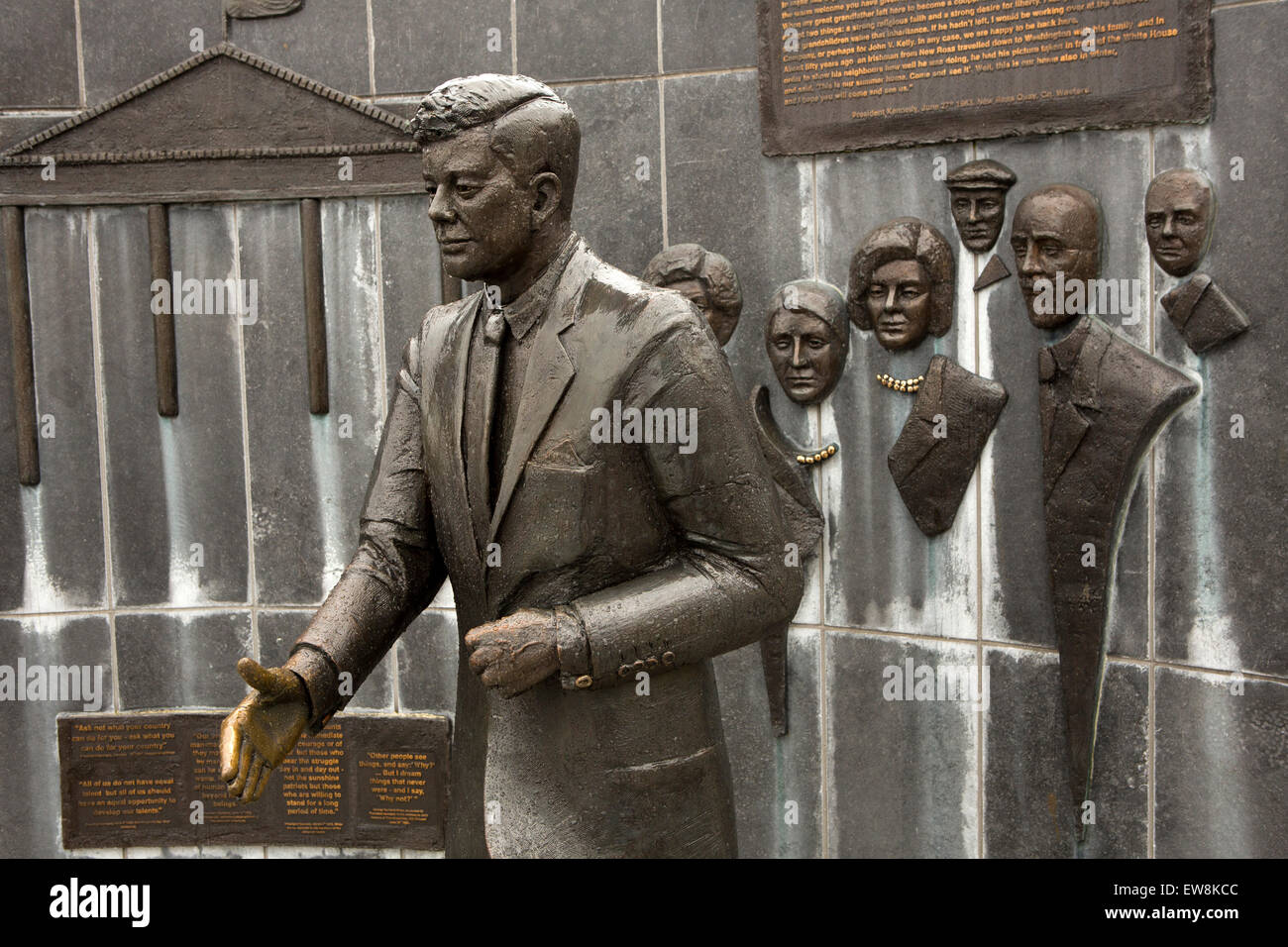 Ireland, Co Wexford, New Ross, Kennedy Family Memorial on Quay, statue ...